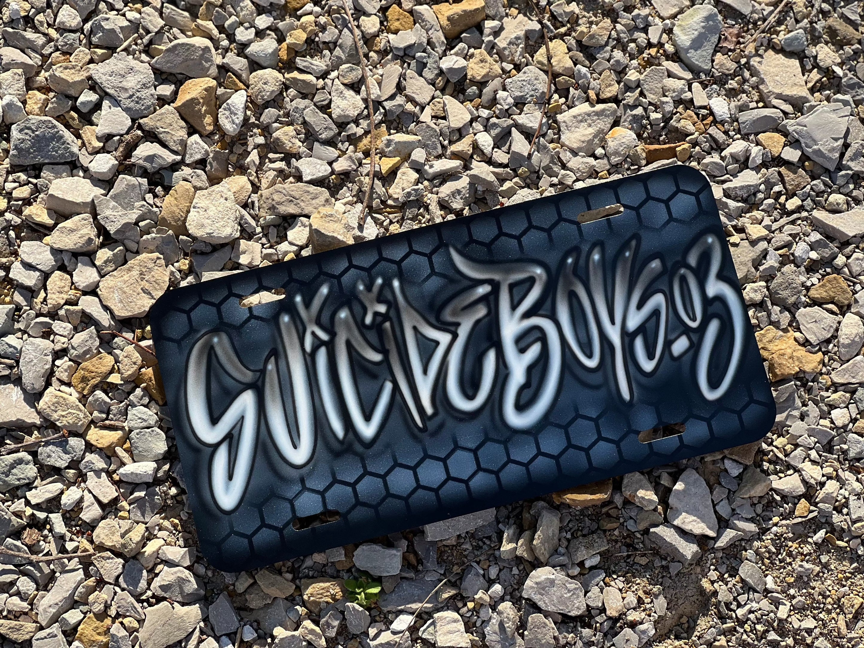 Deluxe Black Airbrushed Front License Plate - Custom - Personalized ...