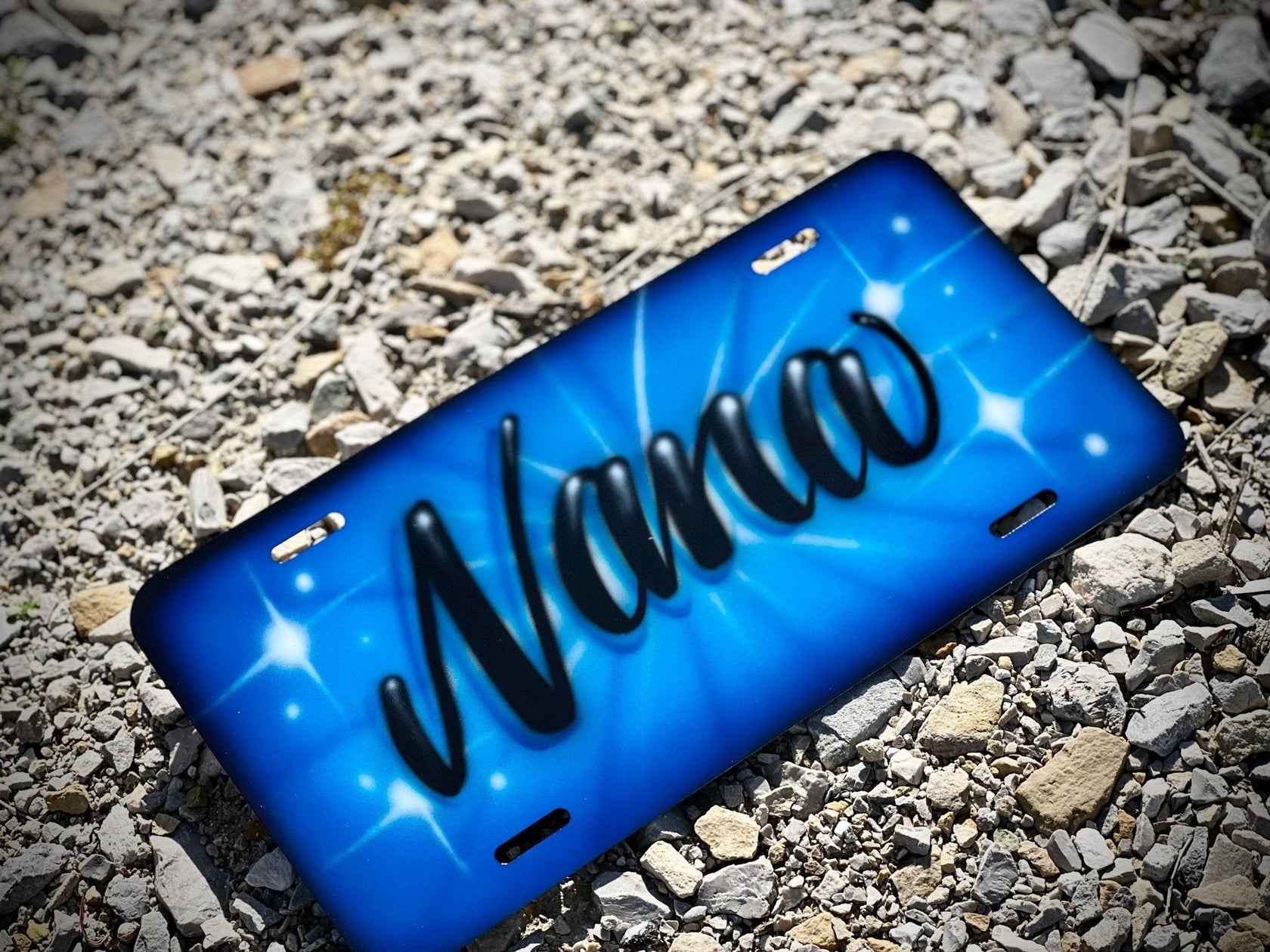 Black Airbrushed Front License Plate white deluxe lettering - Custom ...