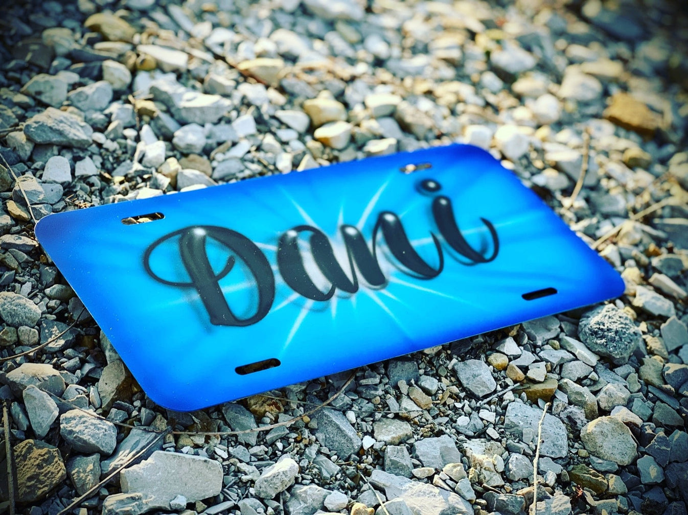 Black Airbrushed Front License Plate white deluxe lettering - Custom ...