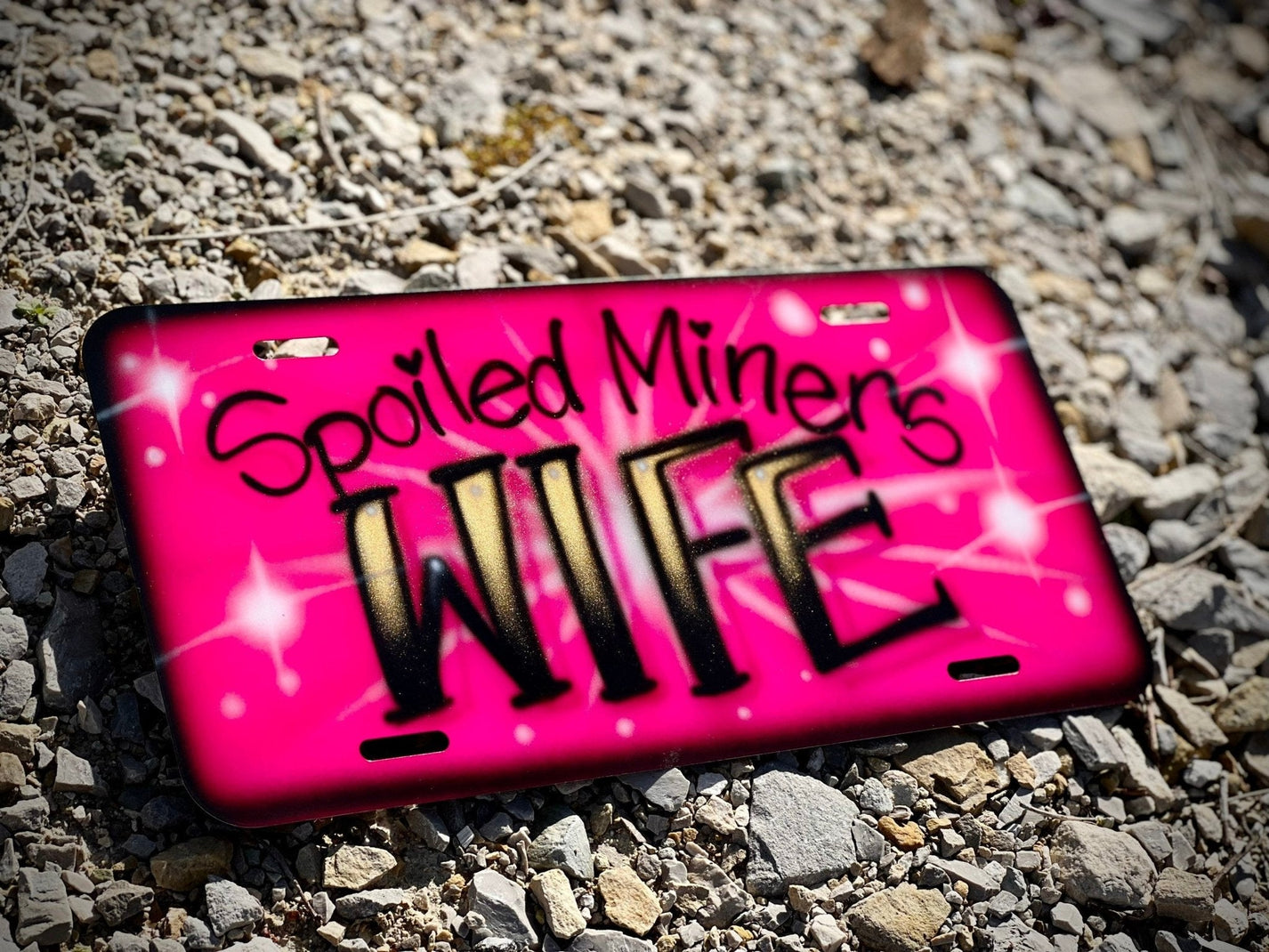 Black Airbrushed Front License Plate white deluxe lettering - Custom ...
